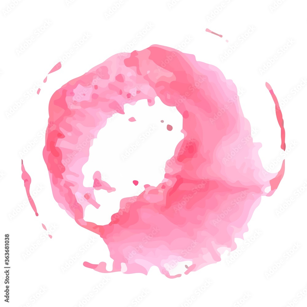 Vector watercolor, circle of pink color on a white background, stock ...