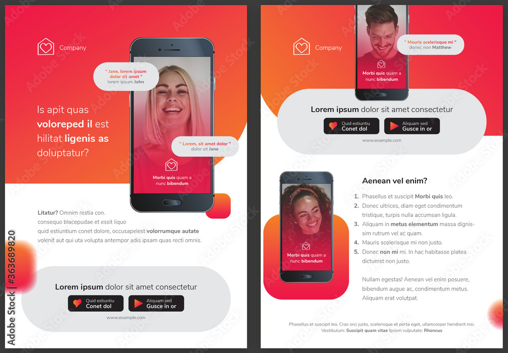 App Design Flyer Layout with Smartphone Screen in Colorful Pink and ...