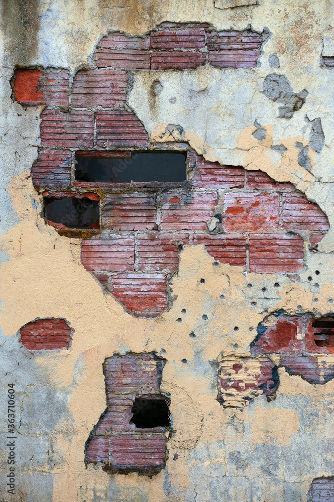 Distressed Wall With Exposed Brick. A perfectly textured background for ...