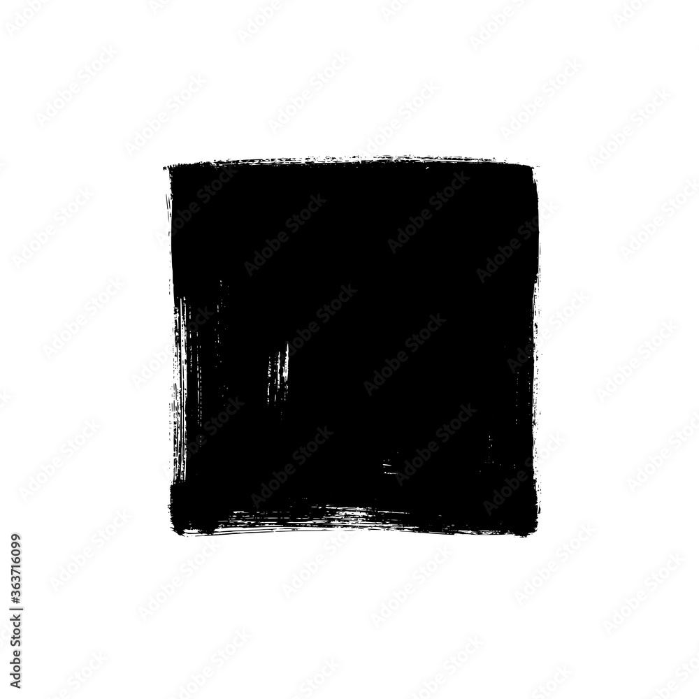 Black rough edge vector square box. Black painted square or rectangular ...
