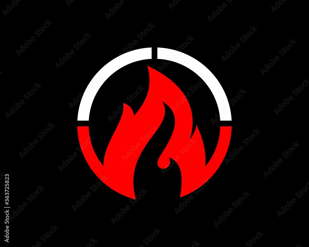 Fire flame inside the circle shape Stock Vector | Adobe Stock