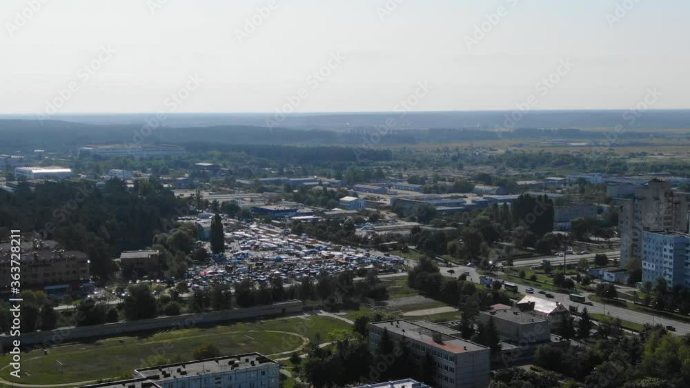 Aerial View of a Town in Ukraine on a Bright Day With Traffic Stock ...