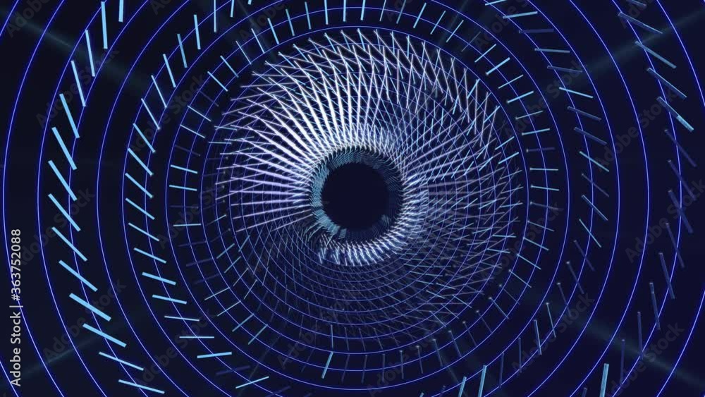 Blue Background in style of high-tech future. Sci-fi tunnel transformer ...