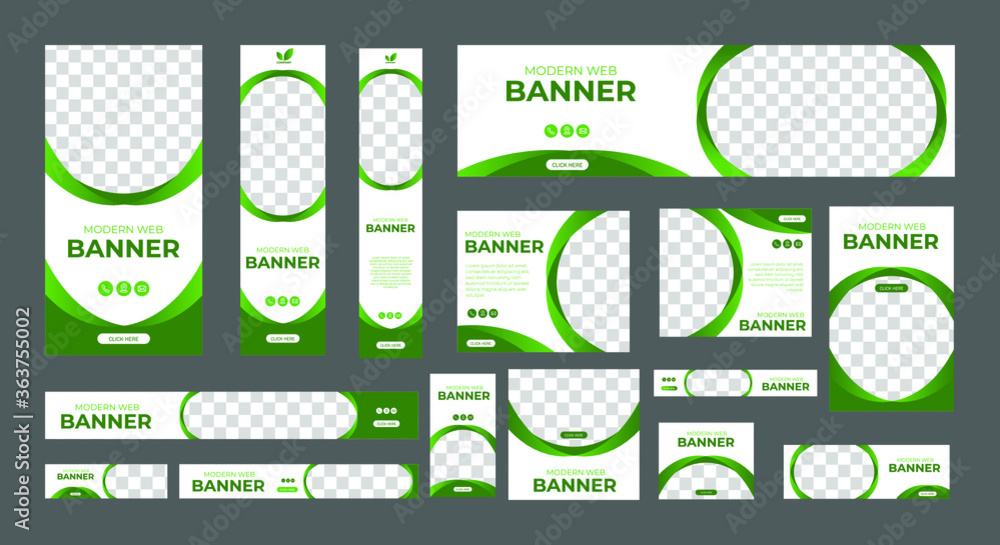 set of modern web banners of standard size with a place for photos ...