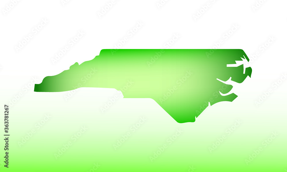 North Carolina map using green color with dark and light effect vector ...
