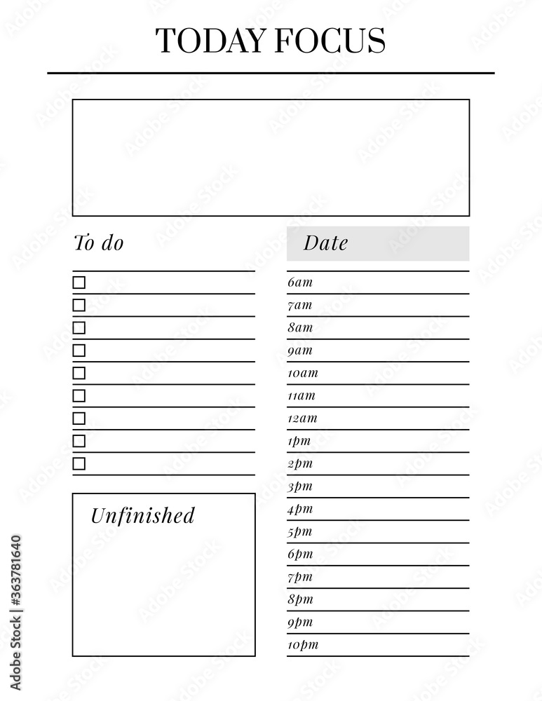 Planner sheet vector. Printable vertical notebook page Stock Vector ...