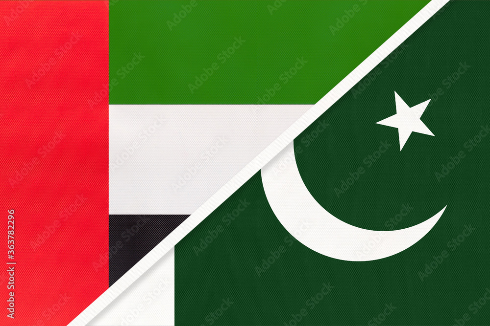 United Arab Emirates or UAE and Pakistan, symbol of national flags from ...