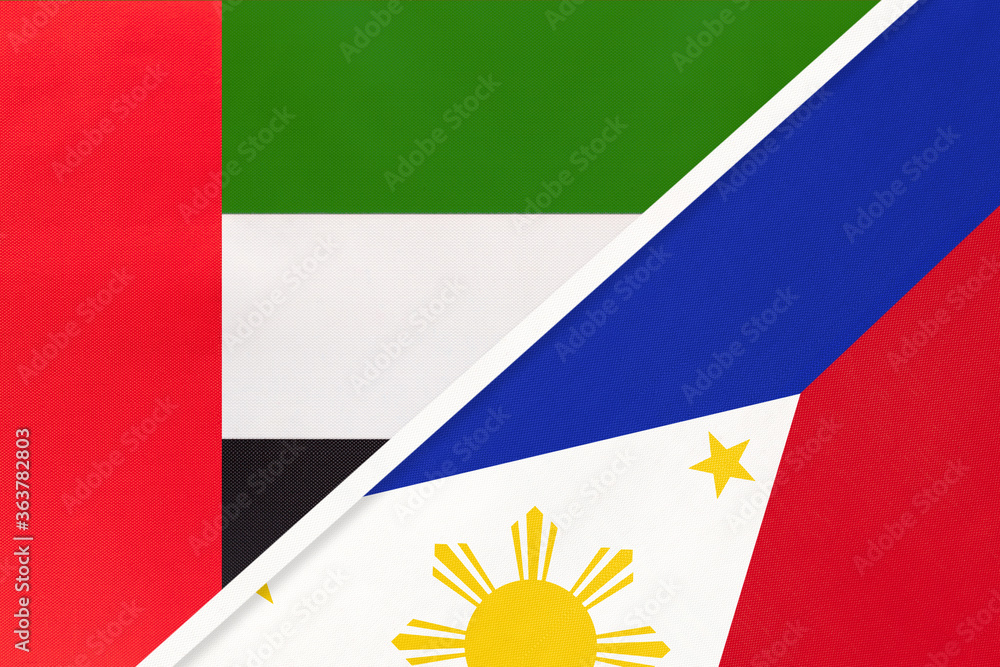 United Arab Emirates or UAE and Philippines, symbol of national flags ...
