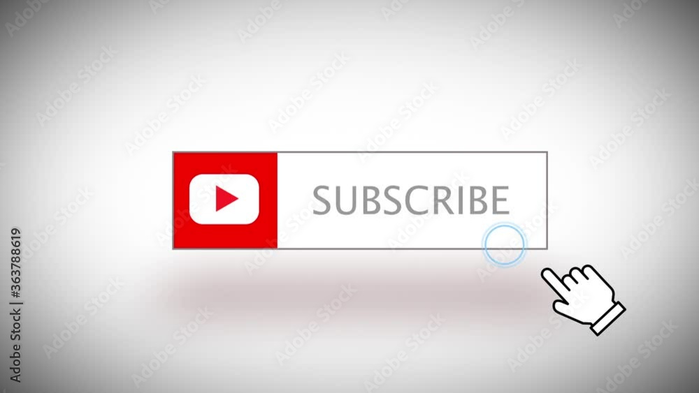 Click the subscribe button with the finger cursor Stock-Video | Adobe Stock