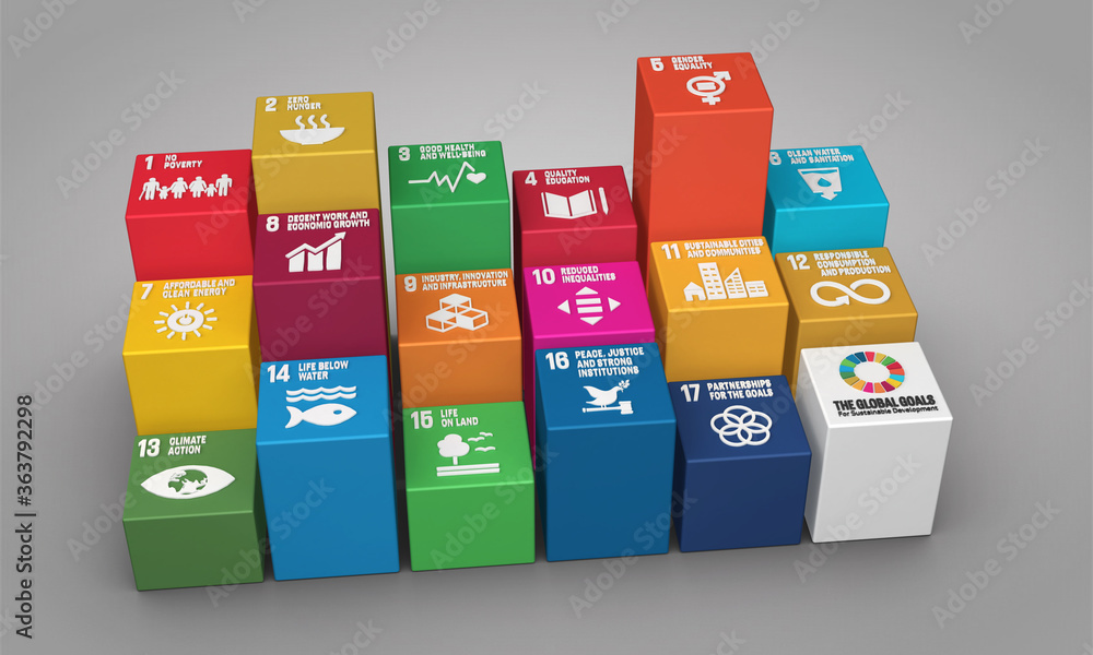 Sustainable Development Goals Blocks-3D Rendered Illustration SDG Icons ...