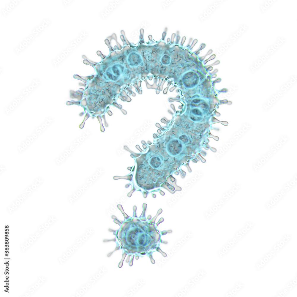 Alphabet made of virus isolated on white background. Symbol question ...