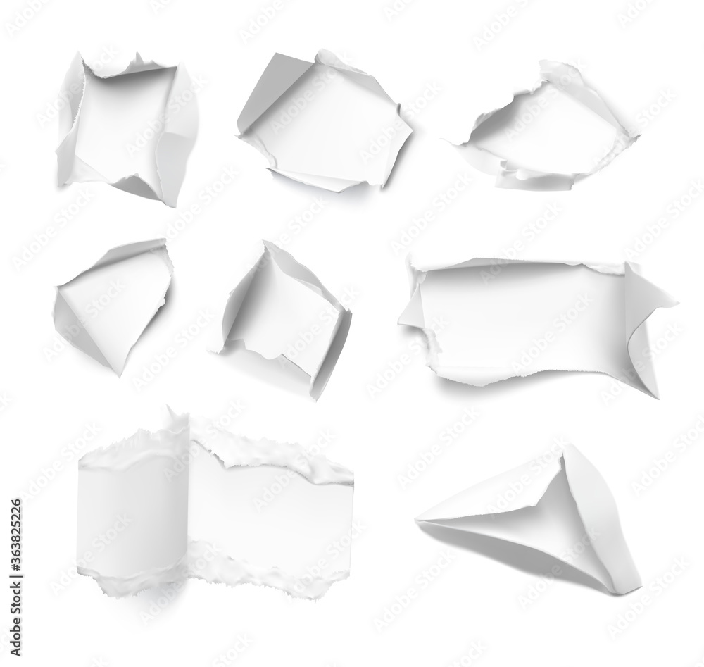 Hight realistic hole in paper. Vector illustration isolated on white ...