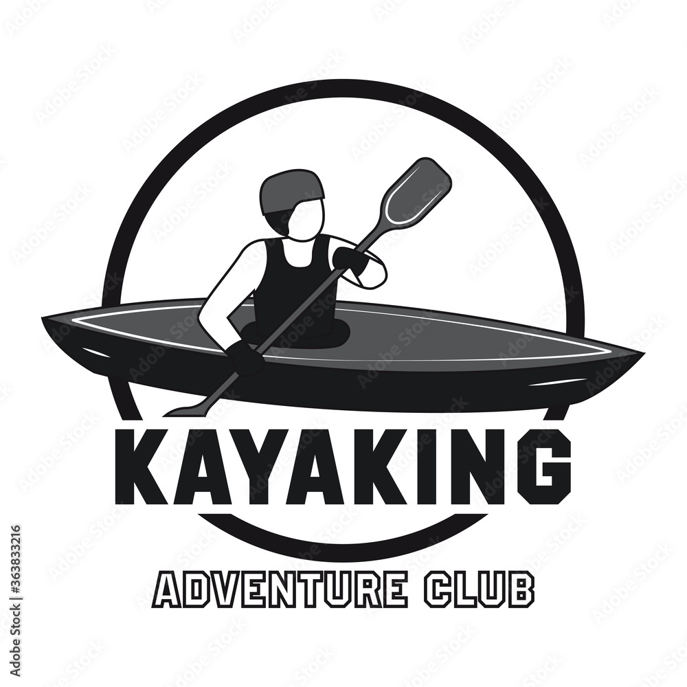 kayaking and canoeing sport activity logo emblems and insignia. vector ...
