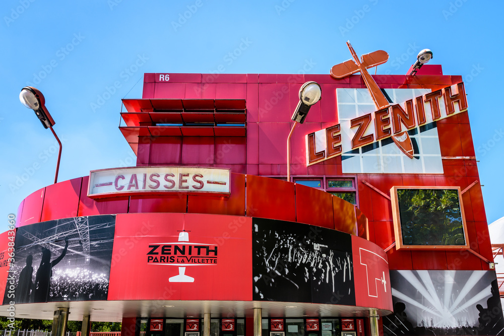 Paris, France - June 22, 2020: Low angle view of the sign and logo of ...