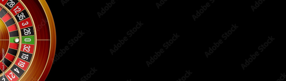 banner 3d realistic roulette game isolated on black background with ...