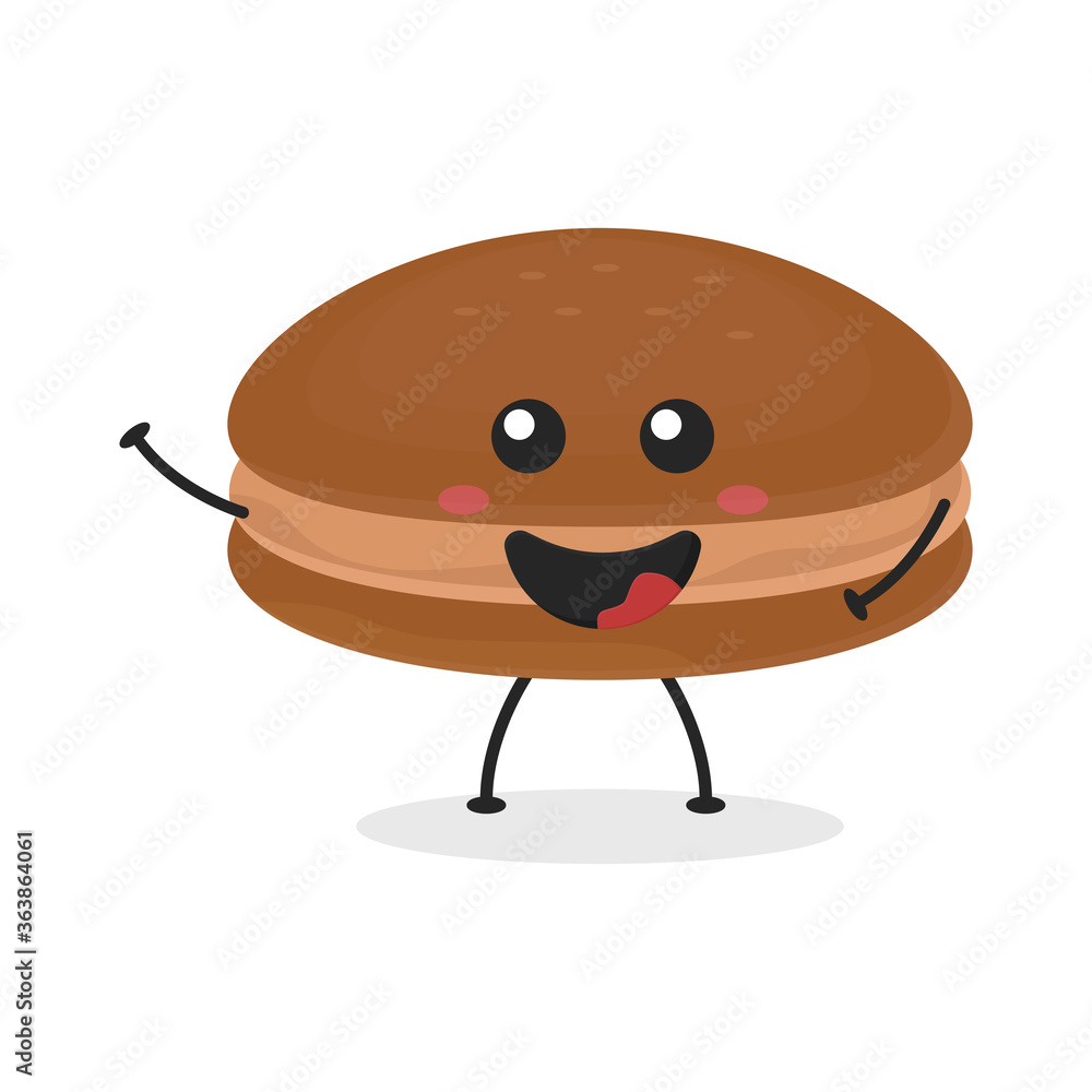 Cute flat cartoon chocolate macarons illustration. Vector illustration ...