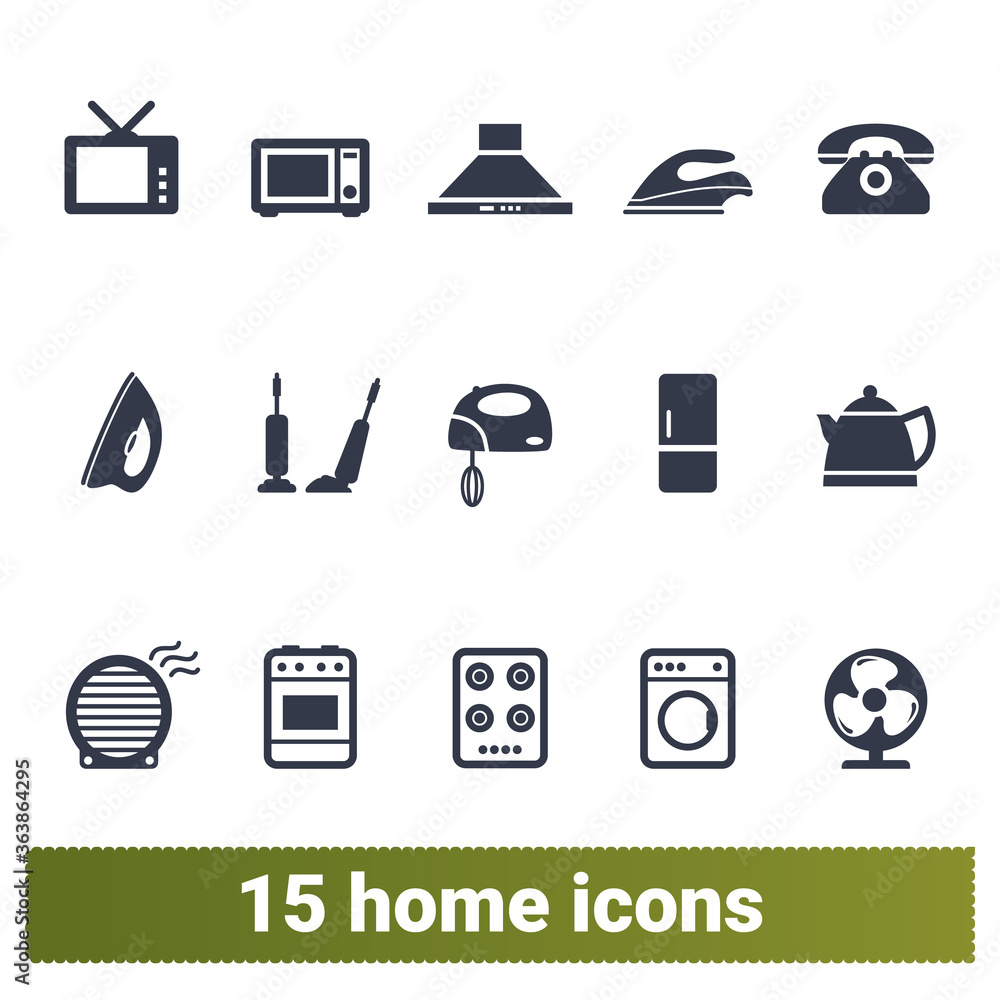 Home appliance, household icon set. Vector symbols collection of ...