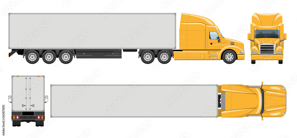 Semi trailer truck vector template with simple colors without gradients ...