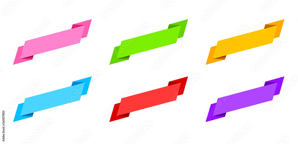 Flat vector ribbons. Ribbons banners flat isolated on white background ...