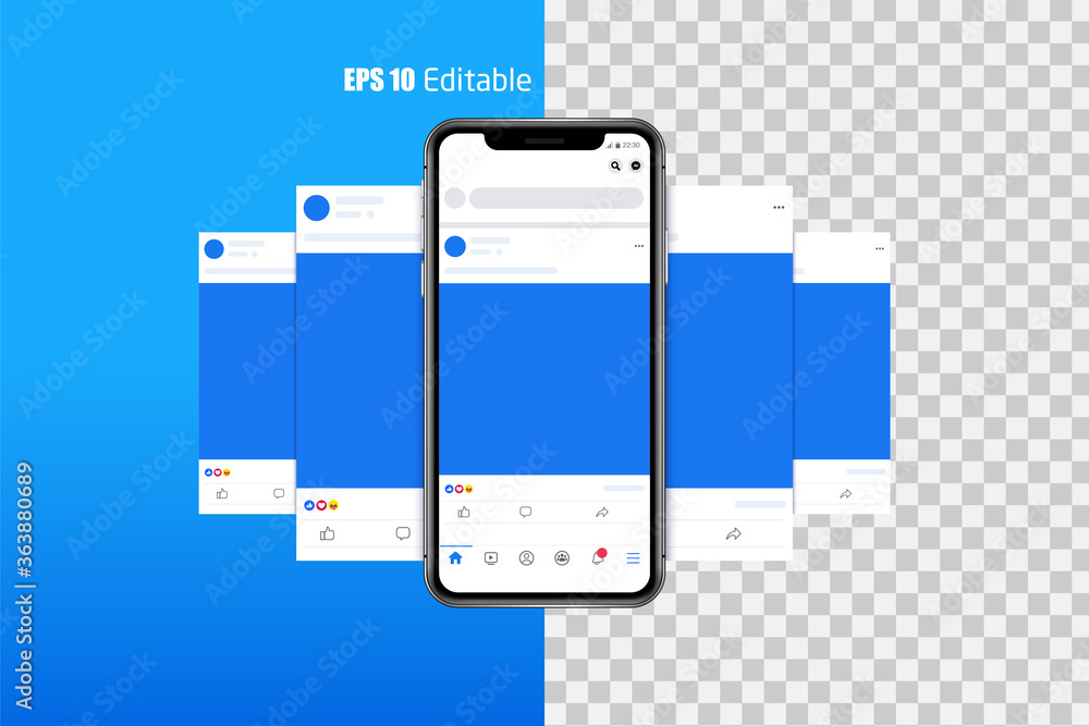 Modern set of social media photo, post frames mock up template ...