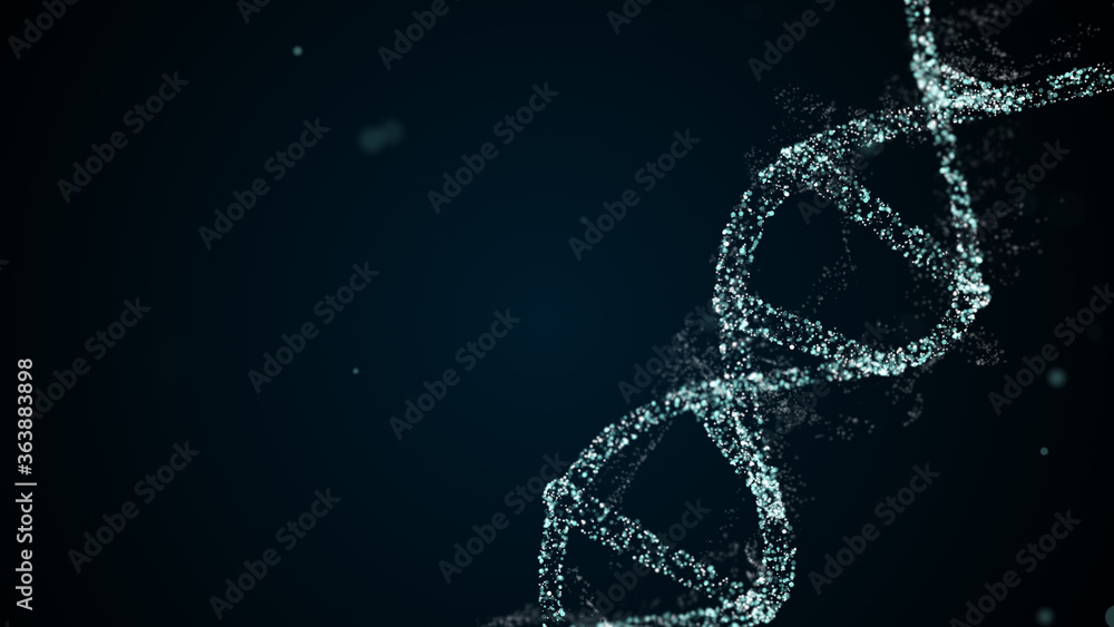 Artificial dna structure with shining light particles Stock ...