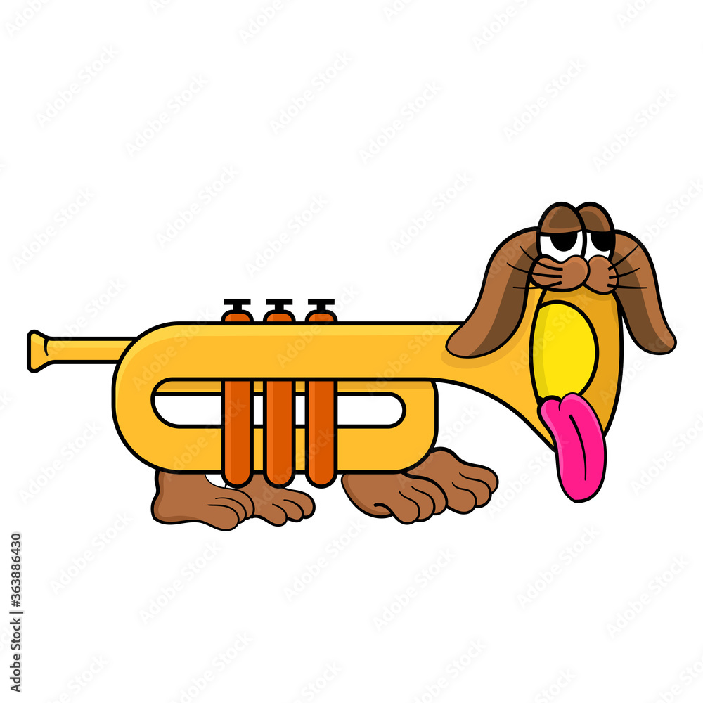 cute emoticon trumpet cartoon character Stock Vector | Adobe Stock