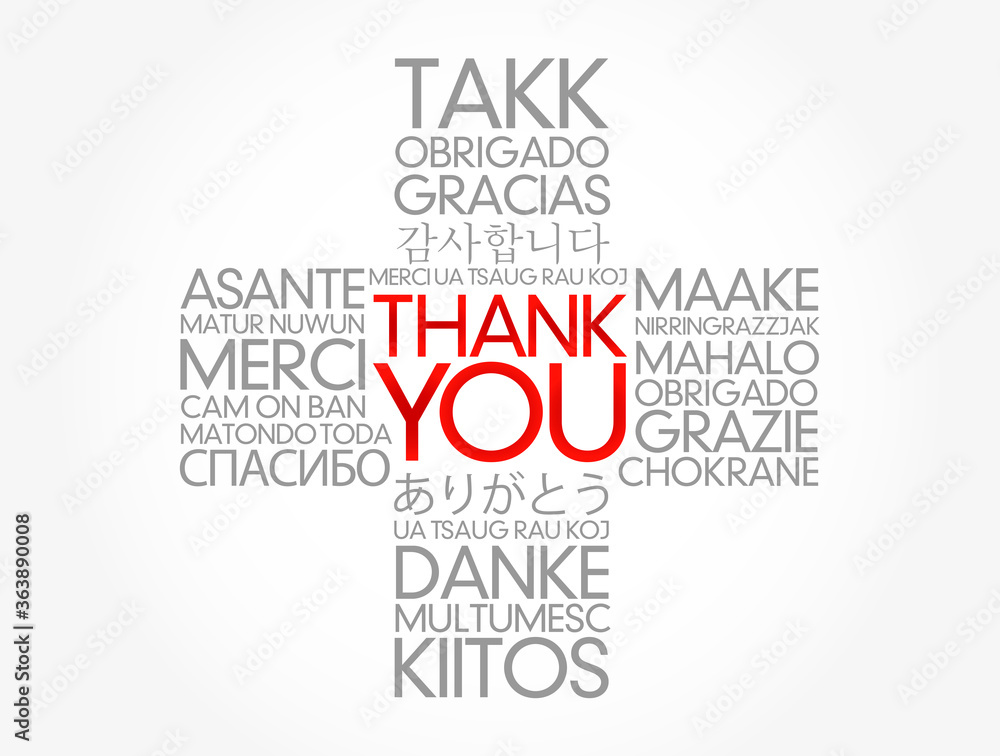 Thank You cross word cloud in different languages of the world, concept ...