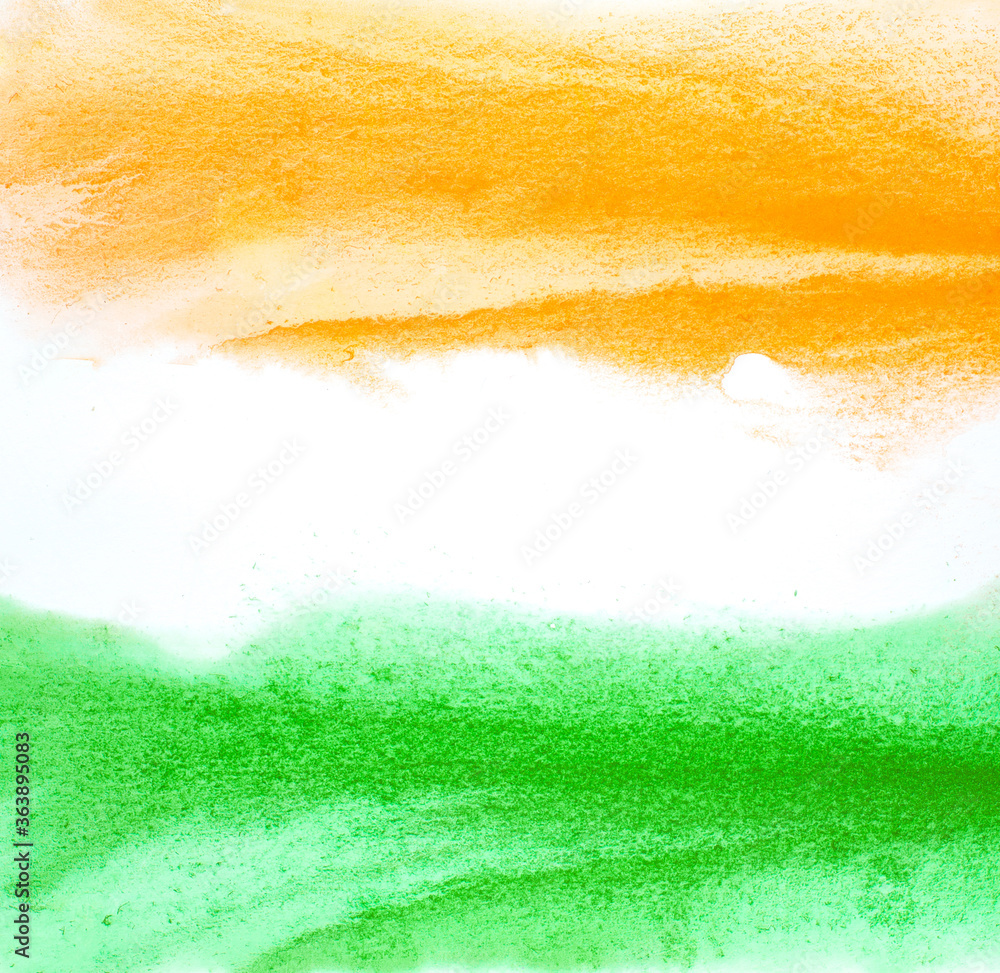 Painted Indian flag colors. Abstract water color paint brush strokes ...