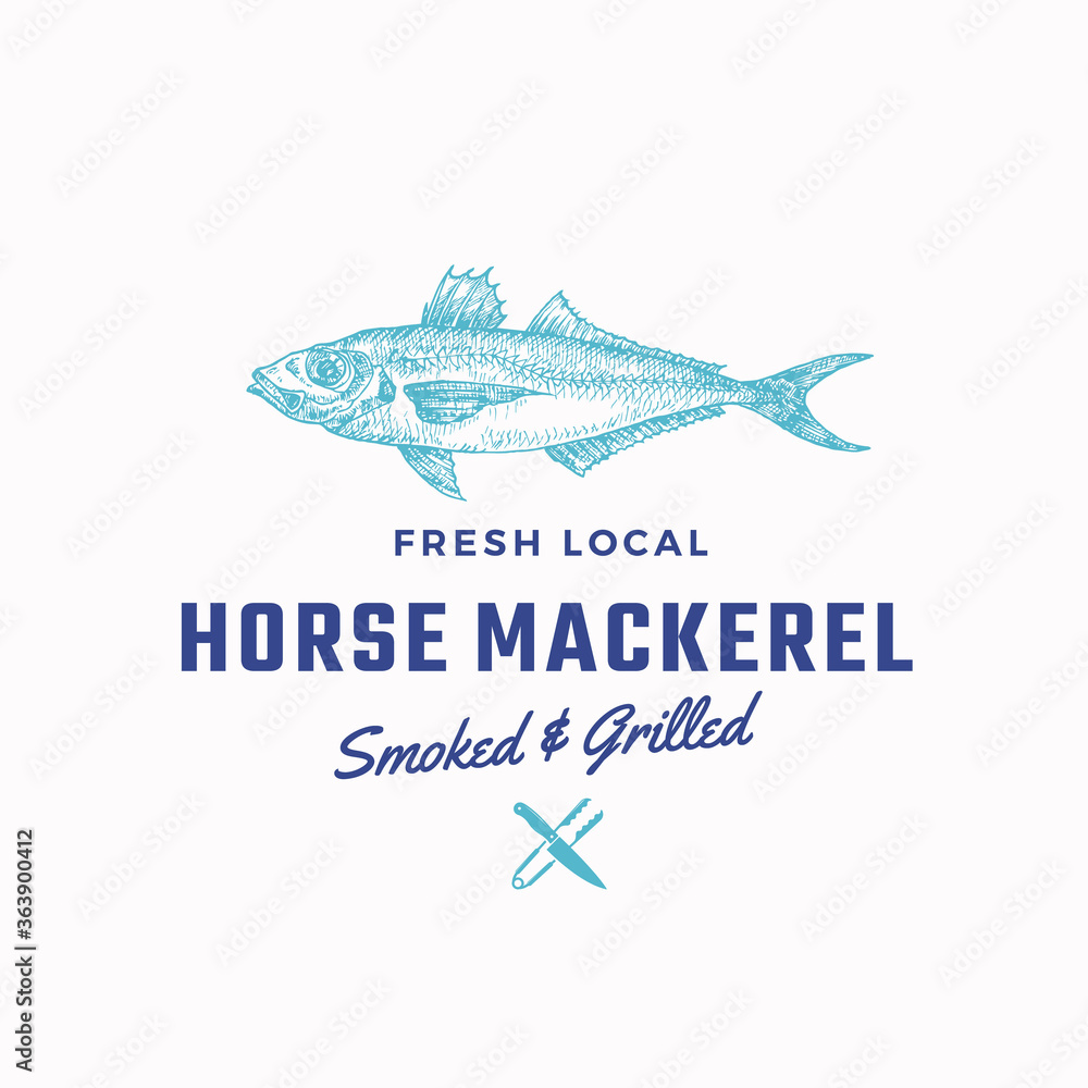 Fredh Local Horse Mackerel Smoked and Grilled. Abstract Vector Sign ...