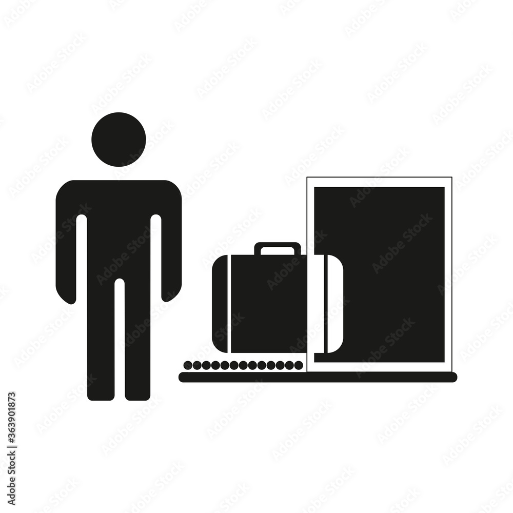 baggage inspection icon, customs revision, web symbol on white ...