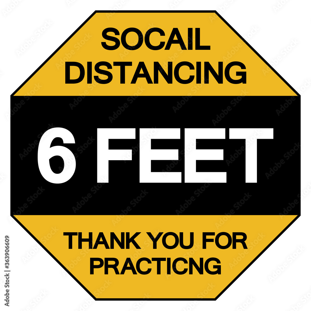 Social Distancing 6Feet Thank You For Practicing Symbol, Vector ...
