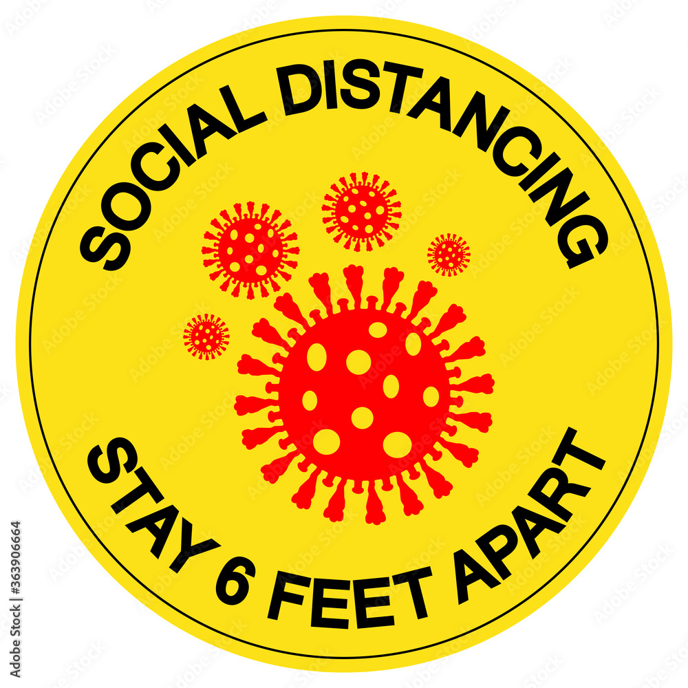 Social Distancing 6 Feet Apart Symbol Vector Illustration Isolated On