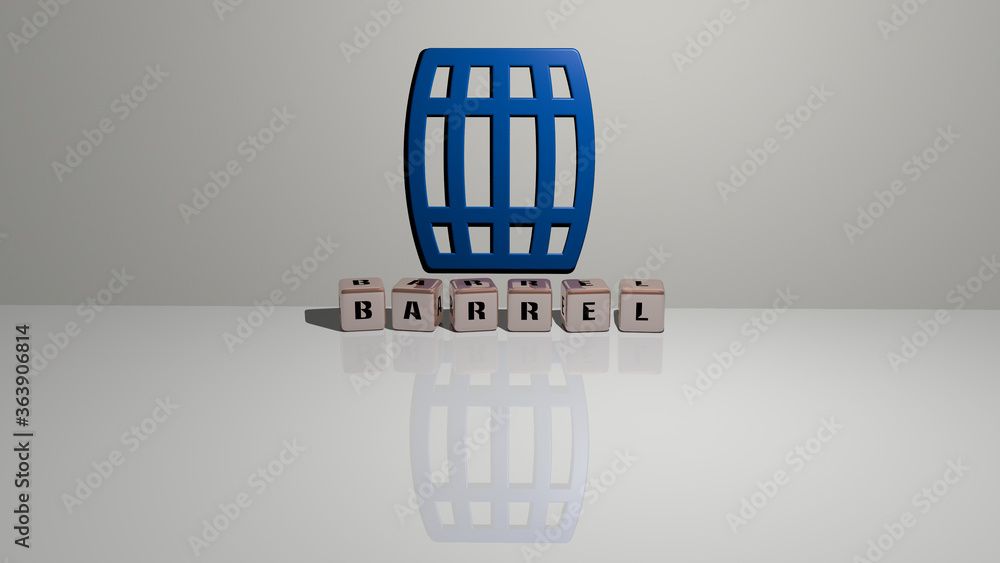 3D graphical image of barrel vertically along with text built by ...