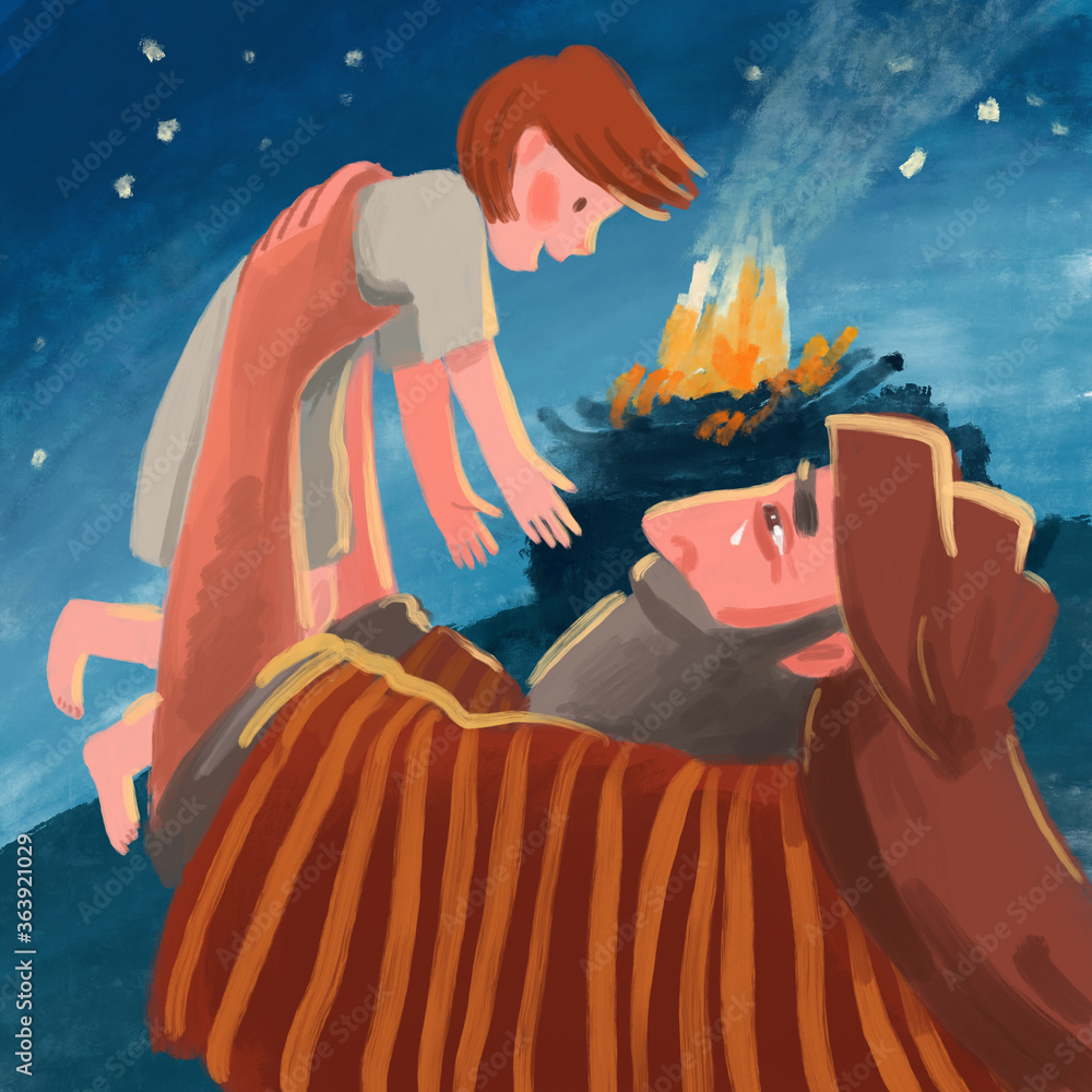 Bible Illustration about Abraham and Isaac. Stock Illustration | Adobe ...
