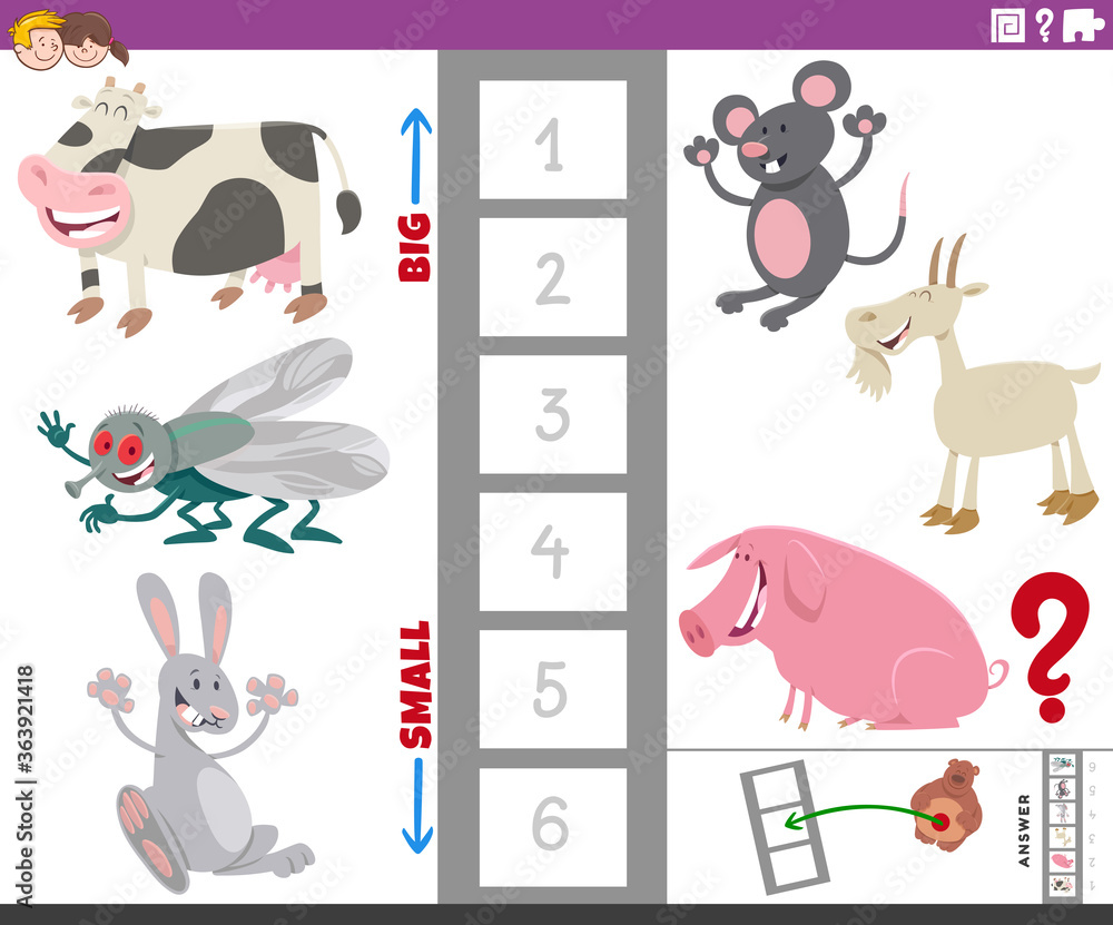 educational game with large and small animal species Stock Vector ...