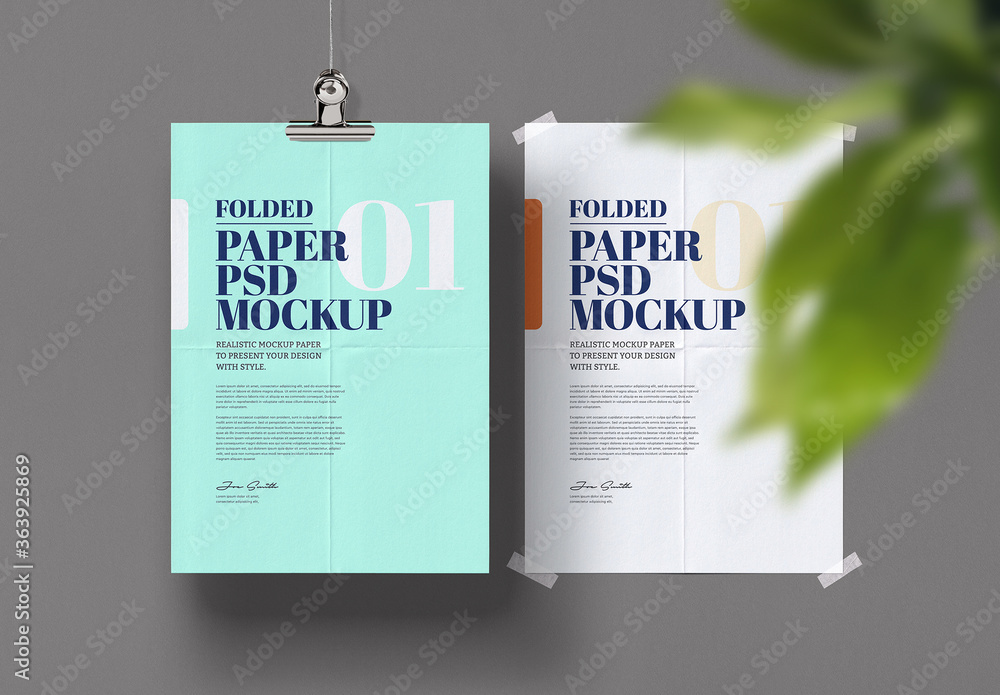 Folded Posters and Flyers Mockup Stock Template | Adobe Stock