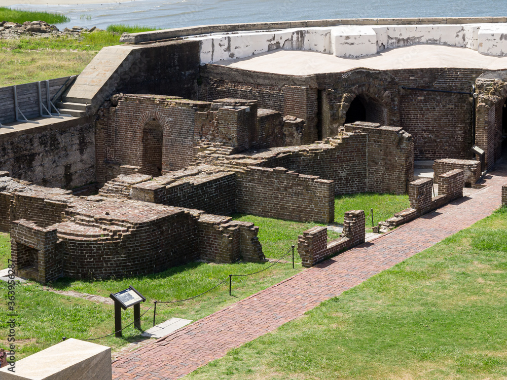 Interior of Fort Sumter National Monument in the mouth of Charleston ...