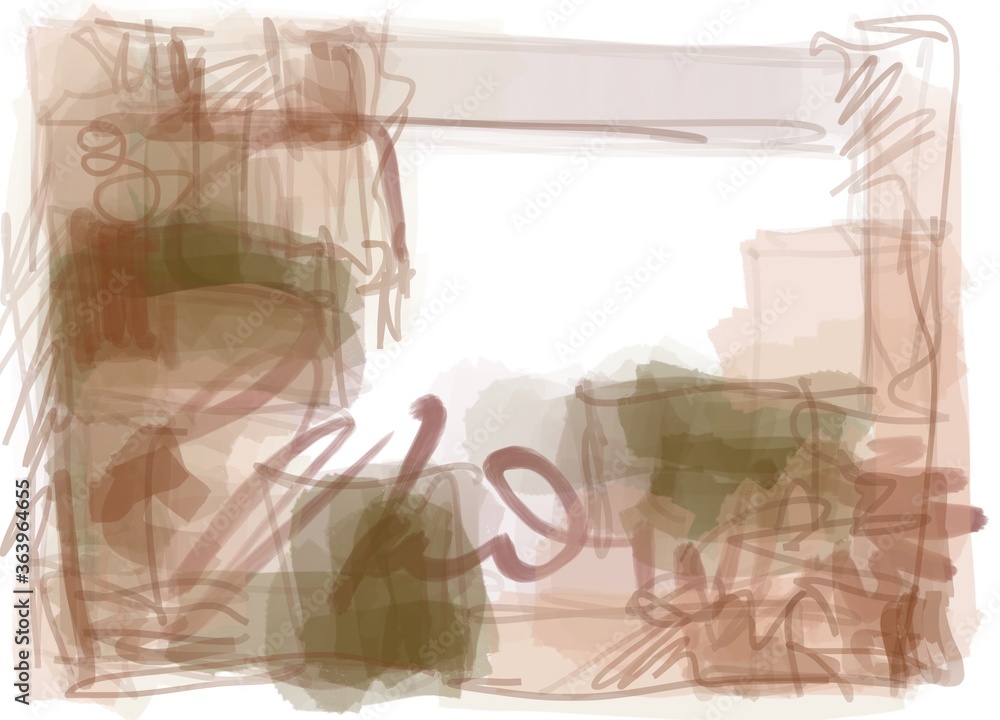 ABSTRACt gestrual linear fluid scribble graffitti style modern ...