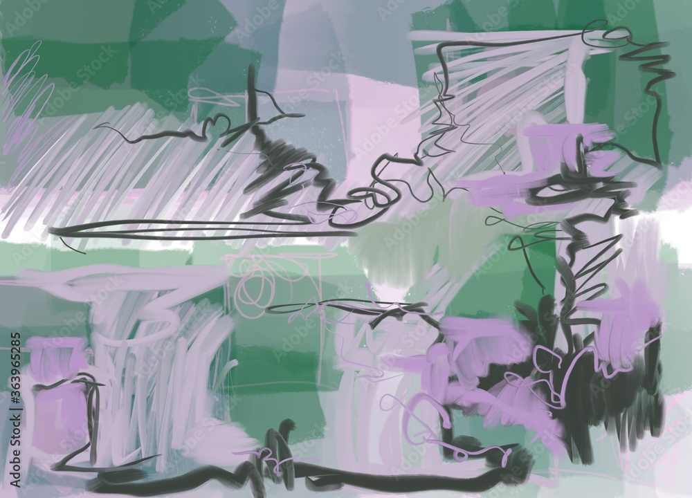 ABSTRACt gestrual linear fluid scribble graffitti style modern ...