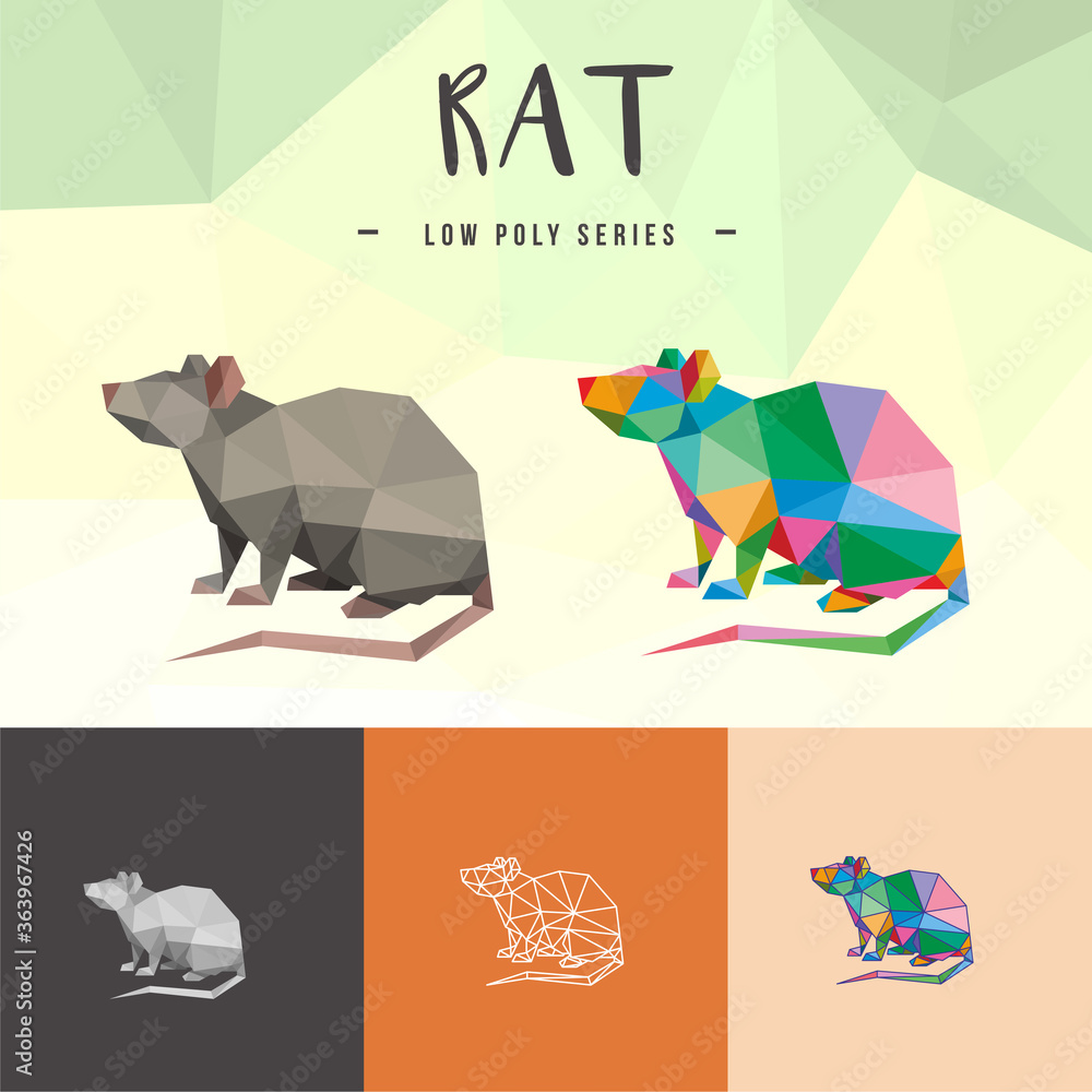 Poster RAT CHINESE LOW POLY ANIMALS LOW POLY LOGO ICON SYMBOL – Wall ...