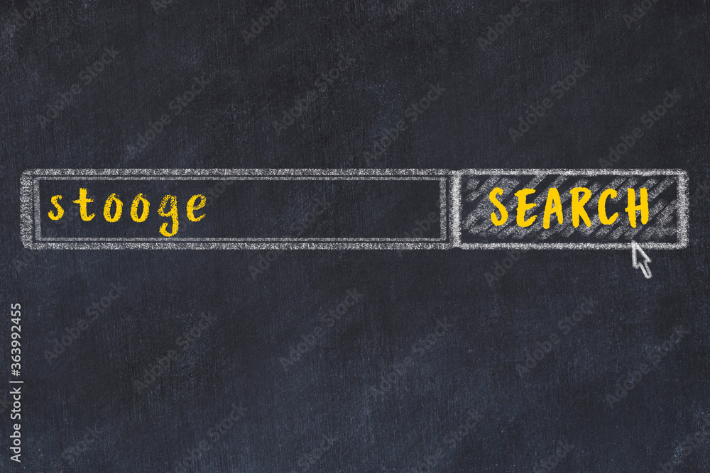 Chalk sketch of browser window with search form and inscription stooge ...
