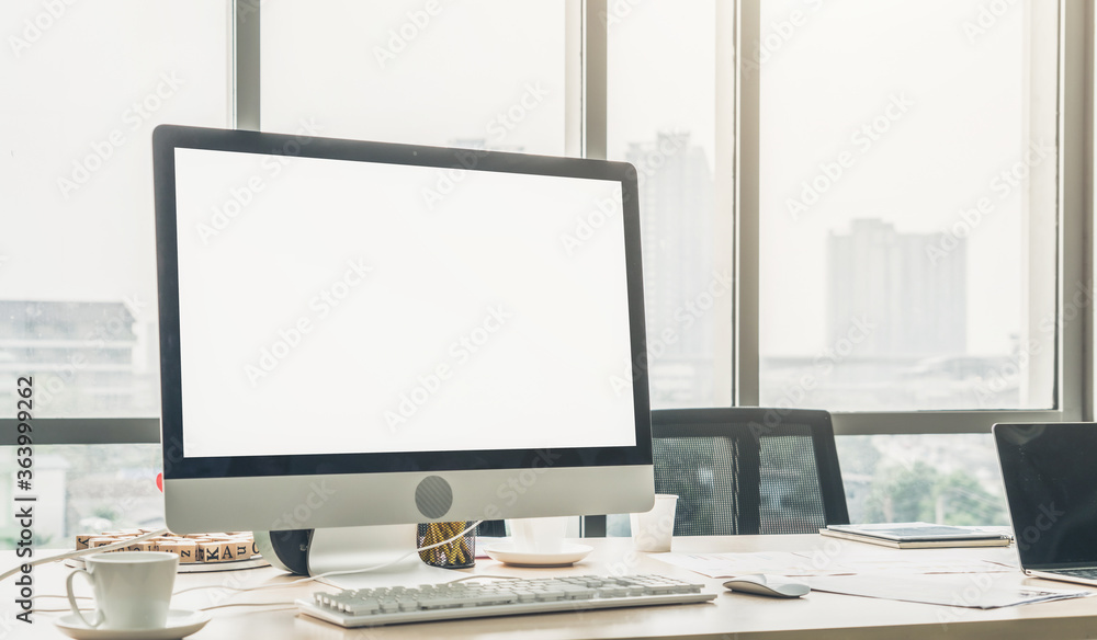 Empty computer monitor screen for design mock up template in modern ...