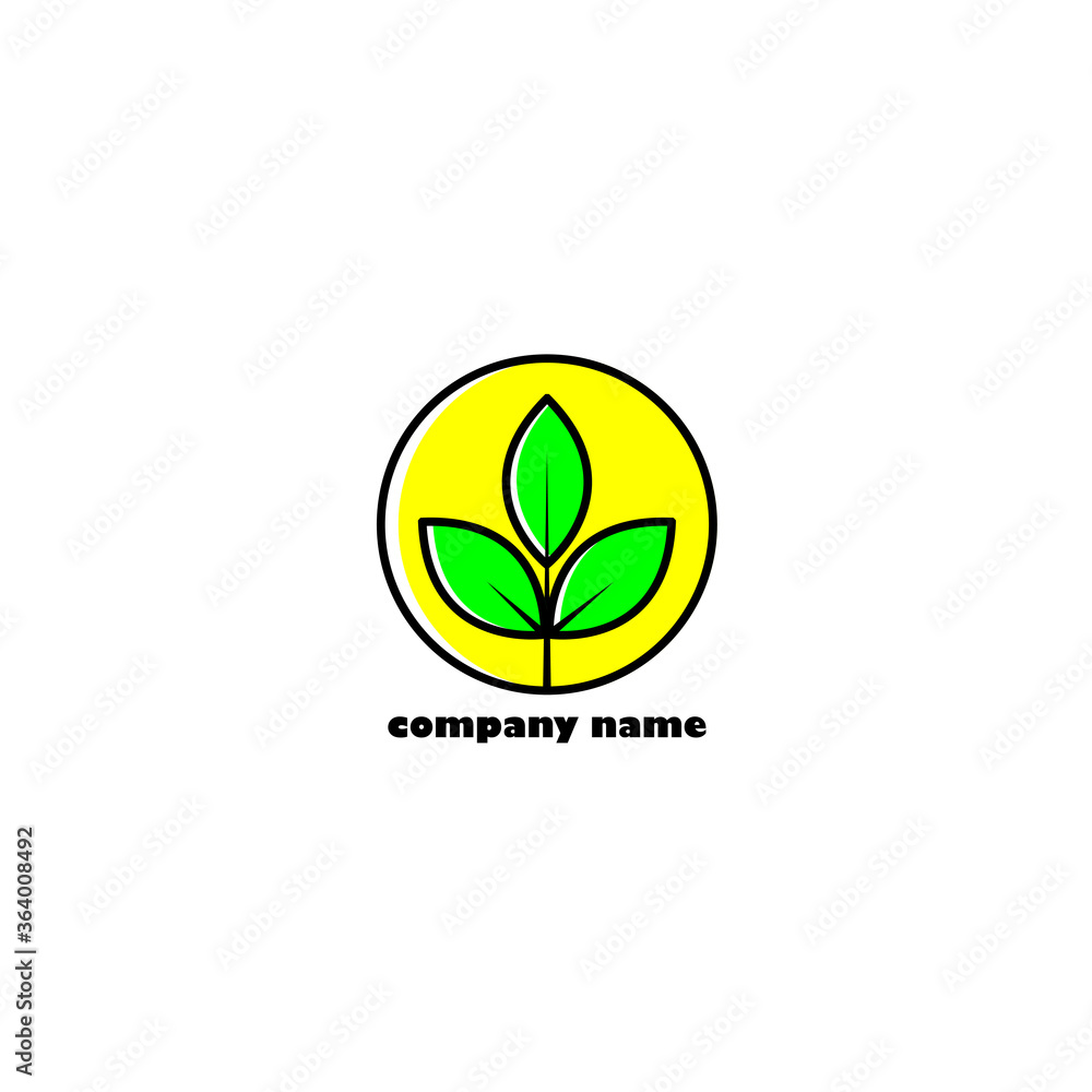green leaf logo in yellow circle Stock Vector | Adobe Stock