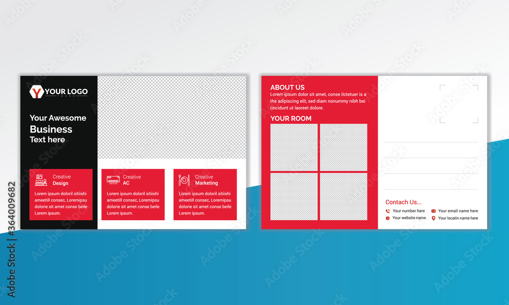 Double-sided hotel Postcard Design in 6x4 size, Hotel Postcard template ...