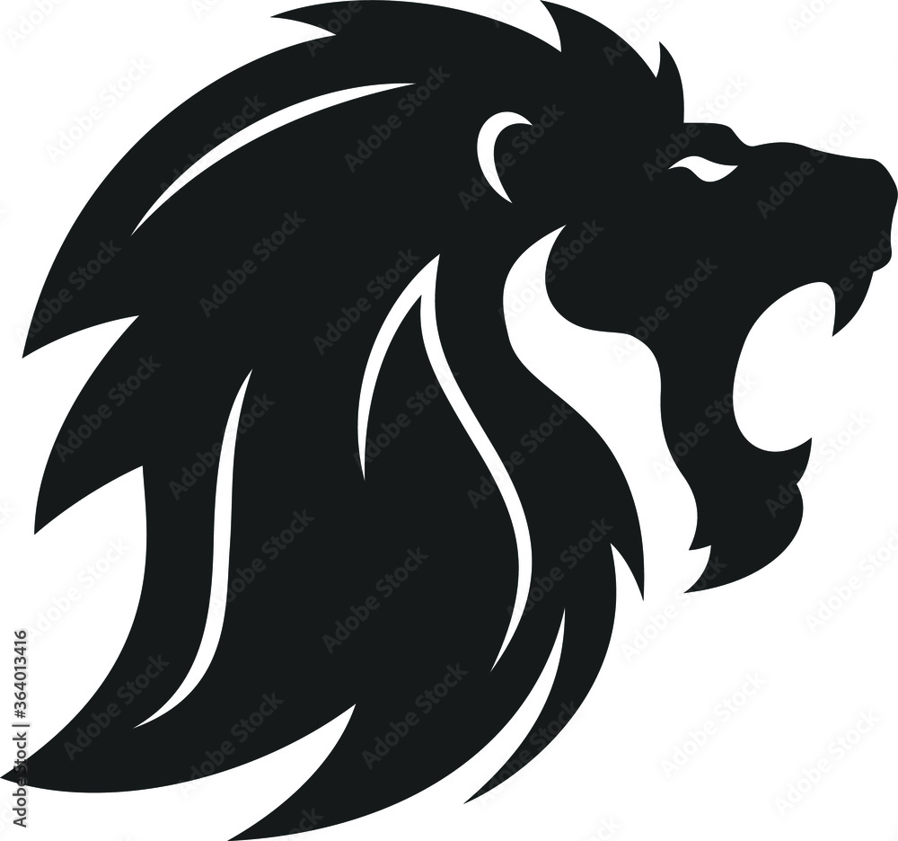 Simple Design of Lion Head Roaring Vector Stock Vector | Adobe Stock