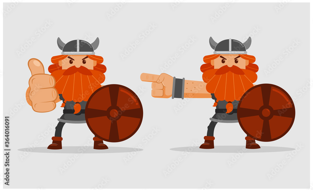 Cartoon of Viking Giving a Thumbs Up and Pointing Side - Vector ...