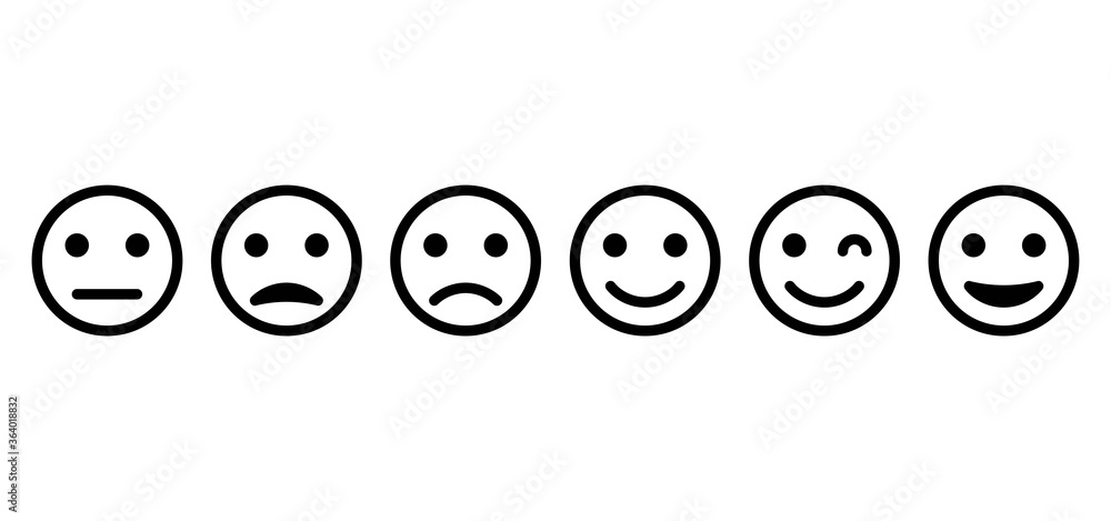 Emoticons set. Emoji faces collection. Emojis flat style. Happy and sad ...