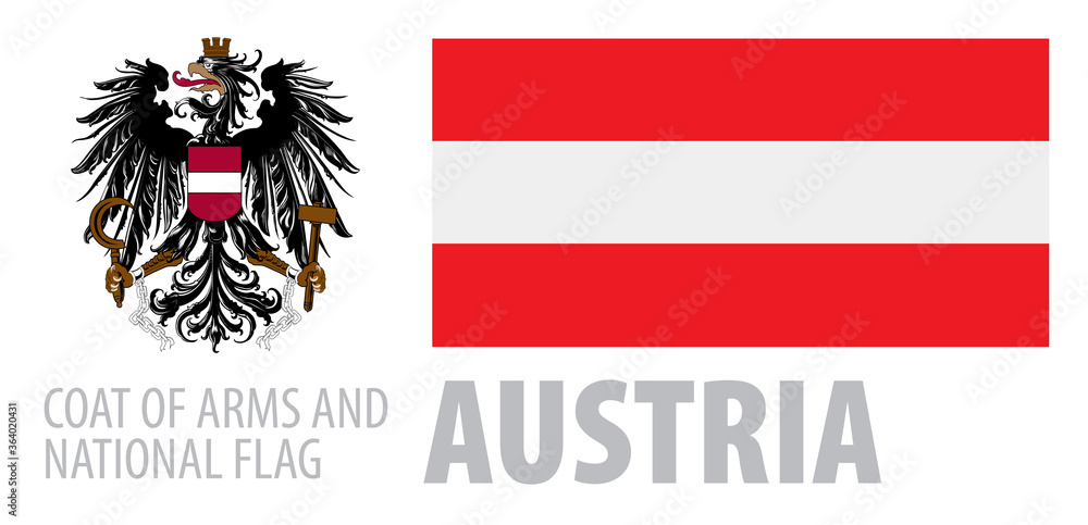 Vector set of the coat of arms and national flag of Austria Stock ...