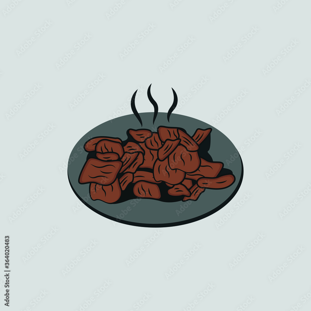 Vetor de Bulgogi icon. Traditional korean fried beef logos. vector ...