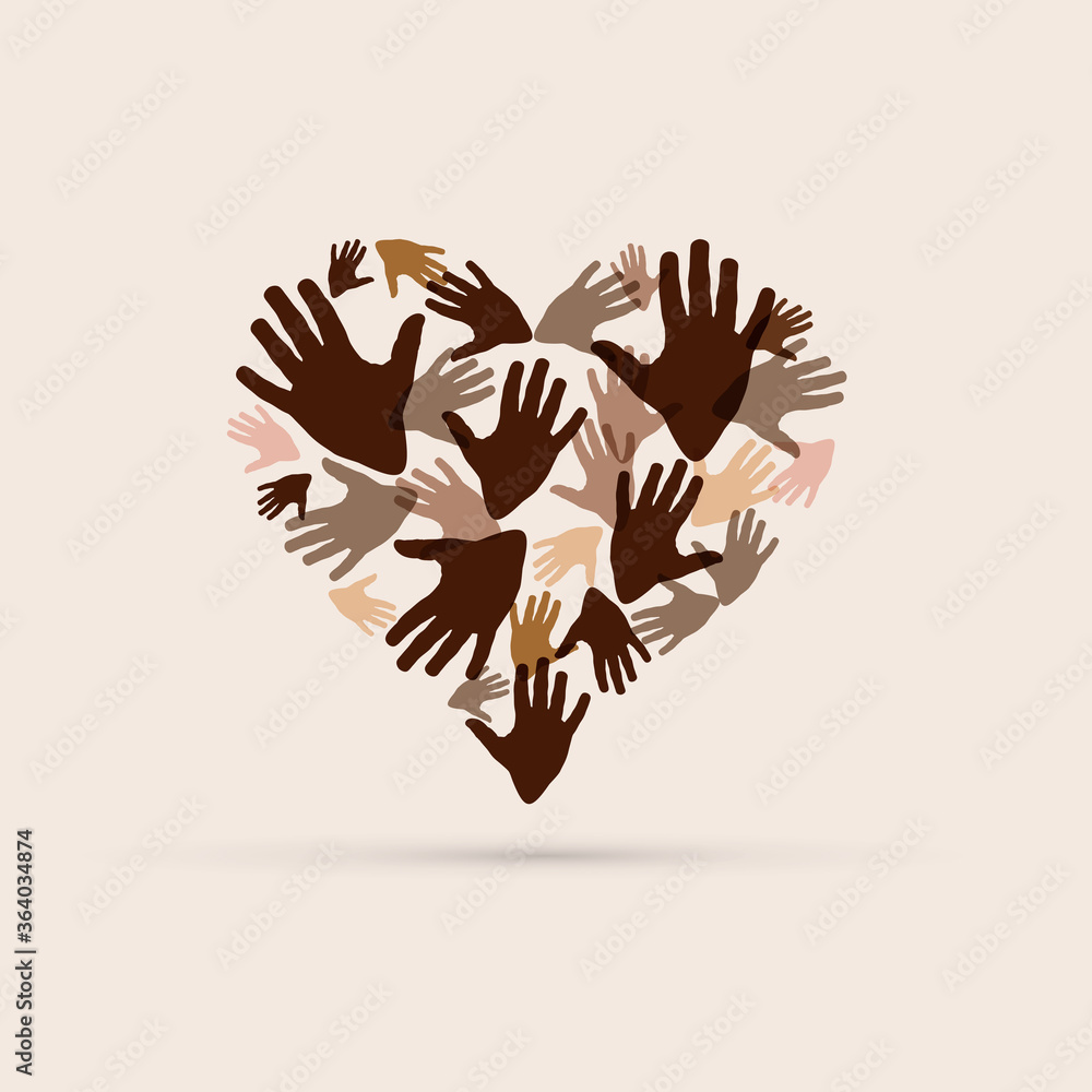 No to racism. Stop to racism and discrimination. a heart of different ...